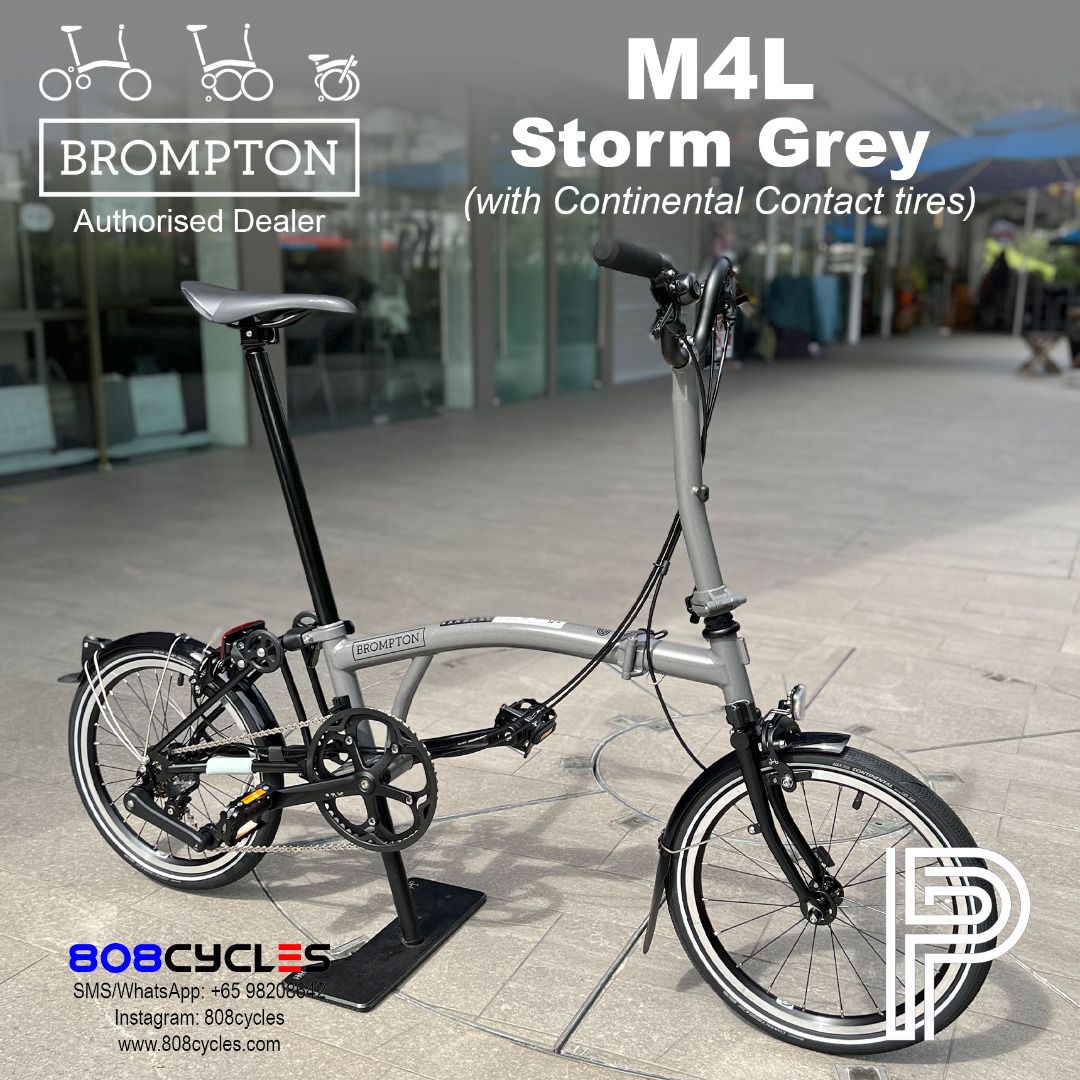 Brompton P-Line M4L Storm Grey (mid-handlebar without rack), Sports ...