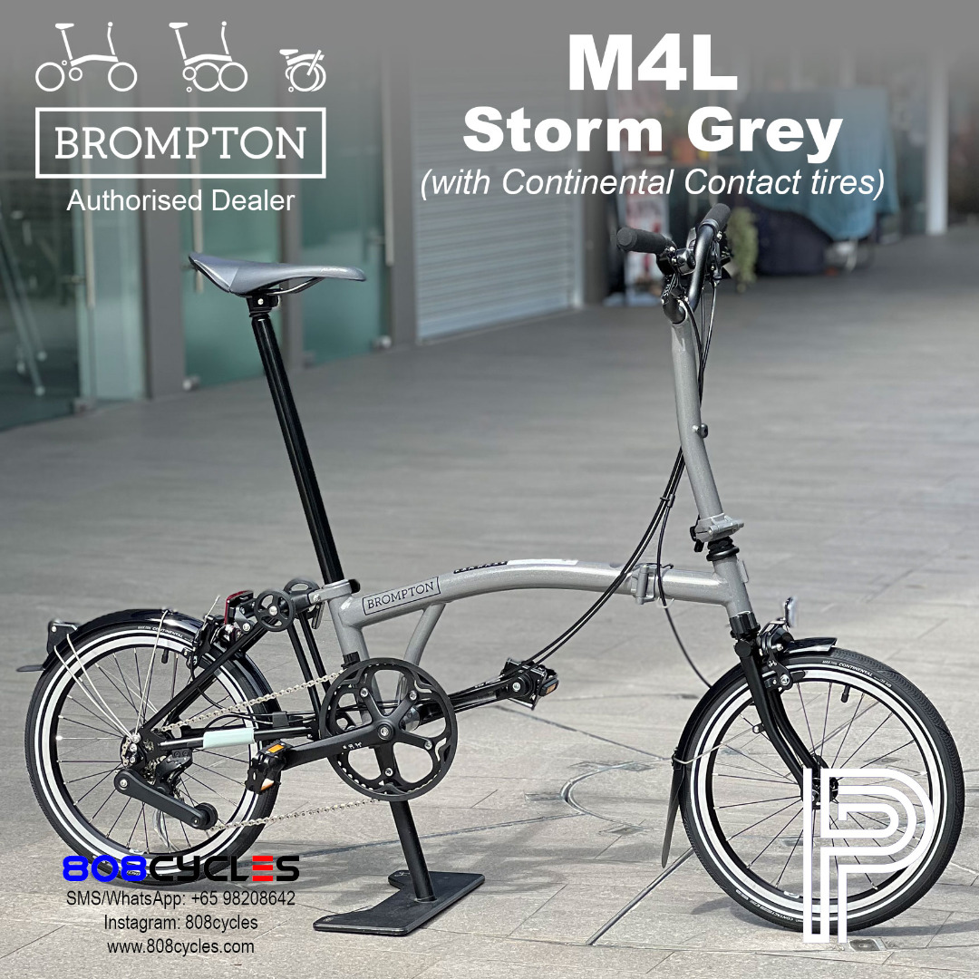 Brompton P-Line M4L Storm Grey (mid-handlebar without rack), Sports ...