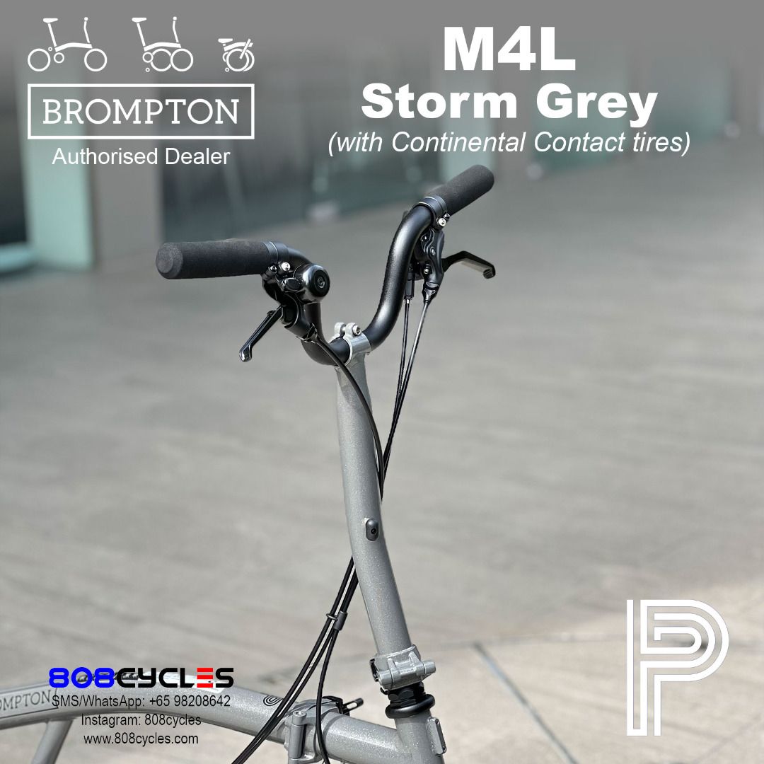 Brompton P-Line M4L Storm Grey (mid-handlebar without rack), Sports ...
