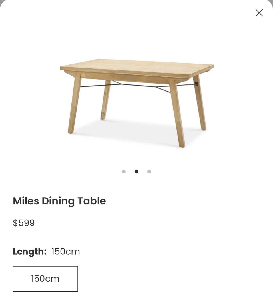 Castlery miles dining table 150cm, Furniture & Home Living, Furniture, Tables & Sets on Carousell