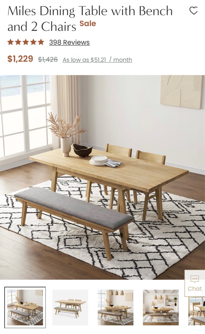 Castlery Miles Dining Table + 2 Chairs, Furniture & Home Living, Furniture, Tables & Sets on ...
