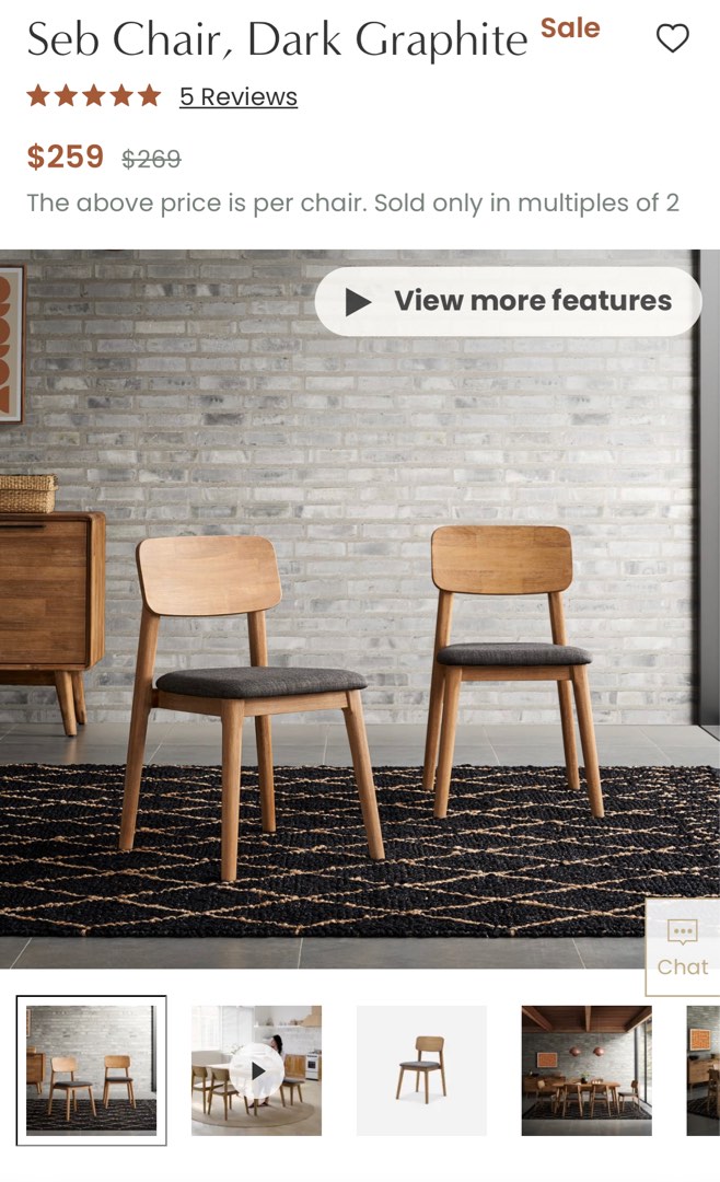 Castlery Seb Chair, Dark Graphite, Furniture & Home Living, Furniture ...