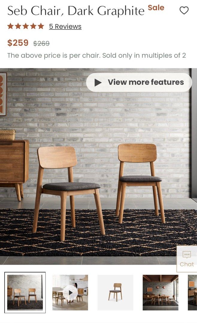 Castlery Seb Chair, Dark Graphite, Furniture & Home Living, Furniture ...