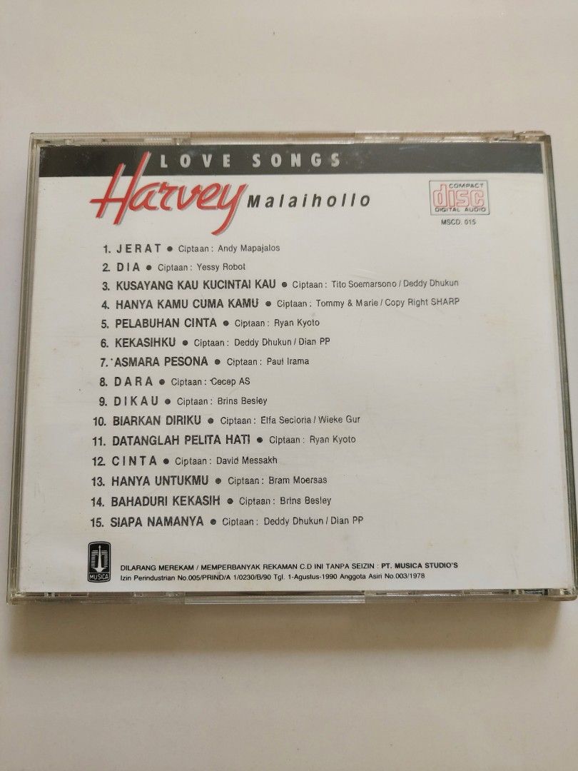 CD Harvey Malaihollo - Malay Songs, Hobbies & Toys, Music & Media, CDs & DVDs on Carousell