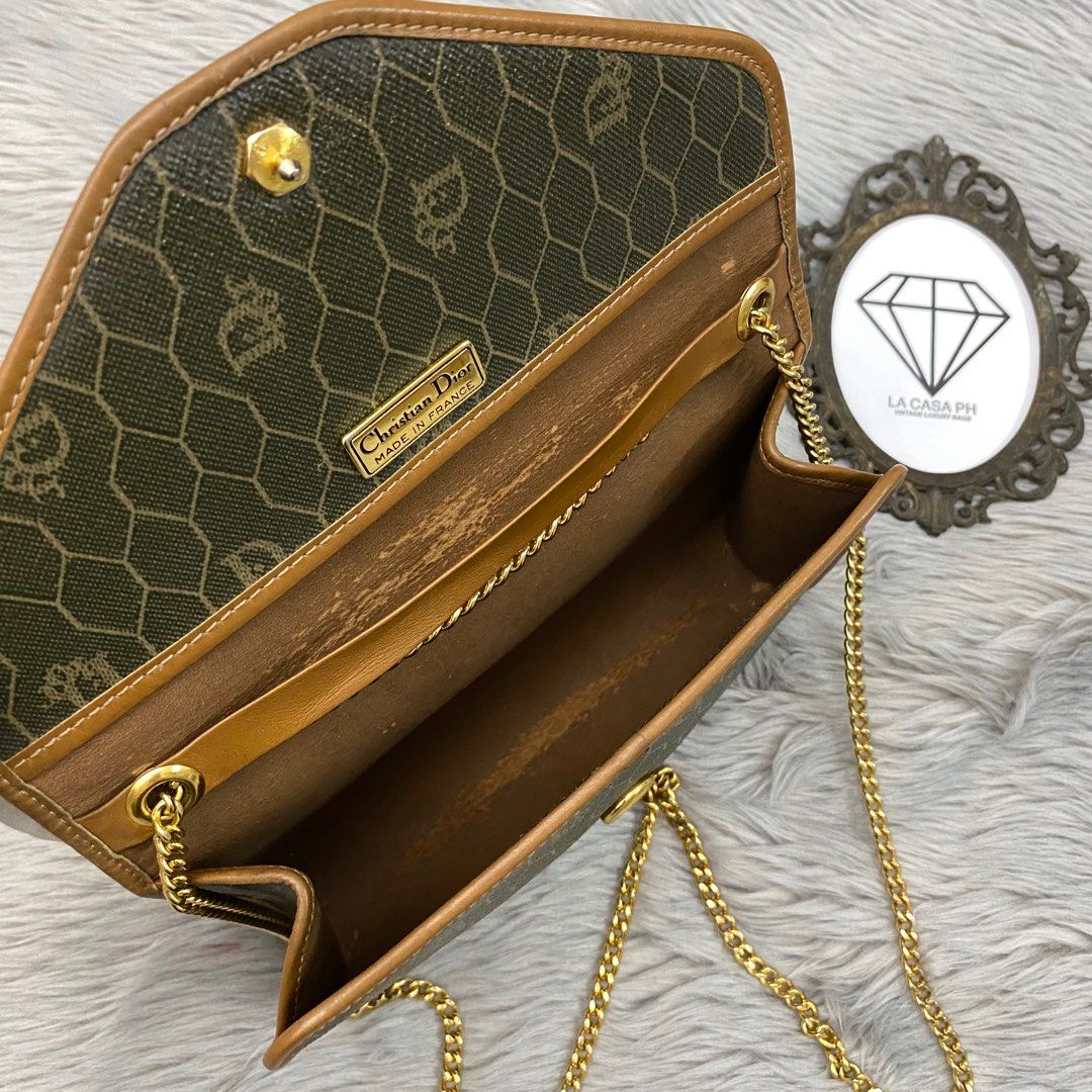 CHRISTIAN DIOR Vintage Honeycomb Chain Crossbody, Luxury, Bags ...