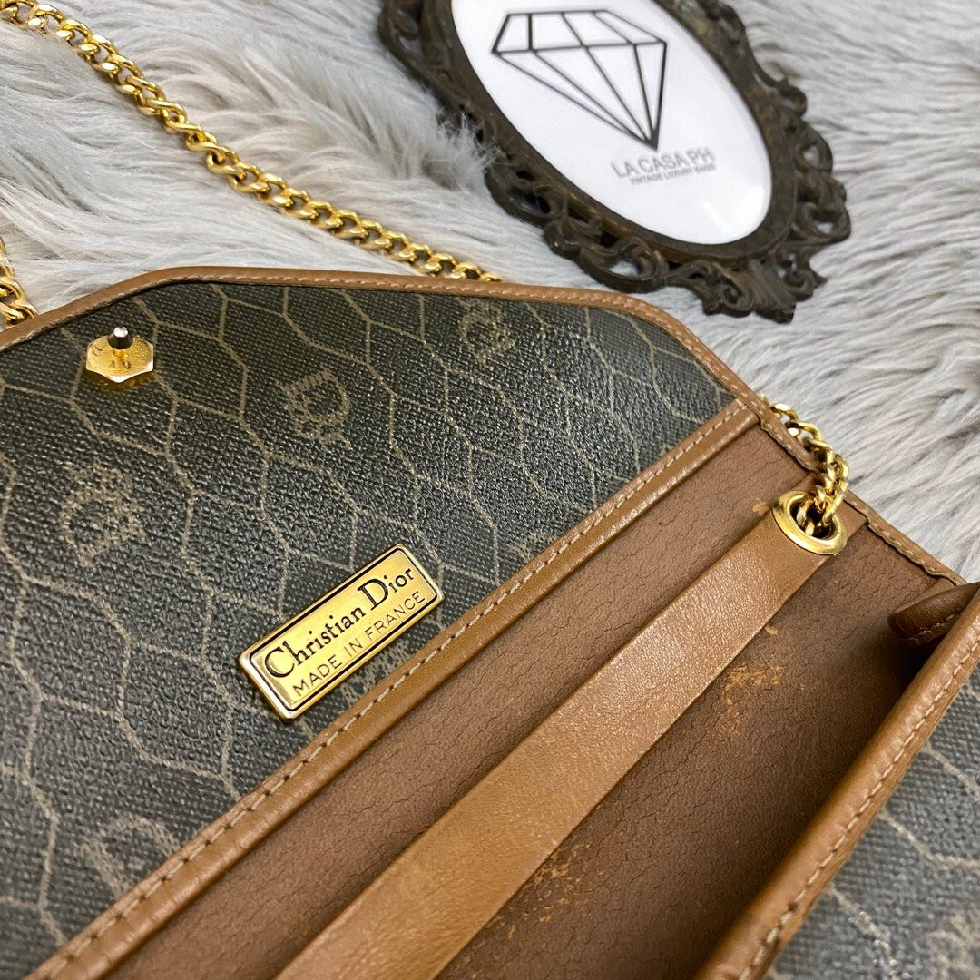 CHRISTIAN DIOR Vintage Honeycomb Chain Crossbody, Luxury, Bags ...