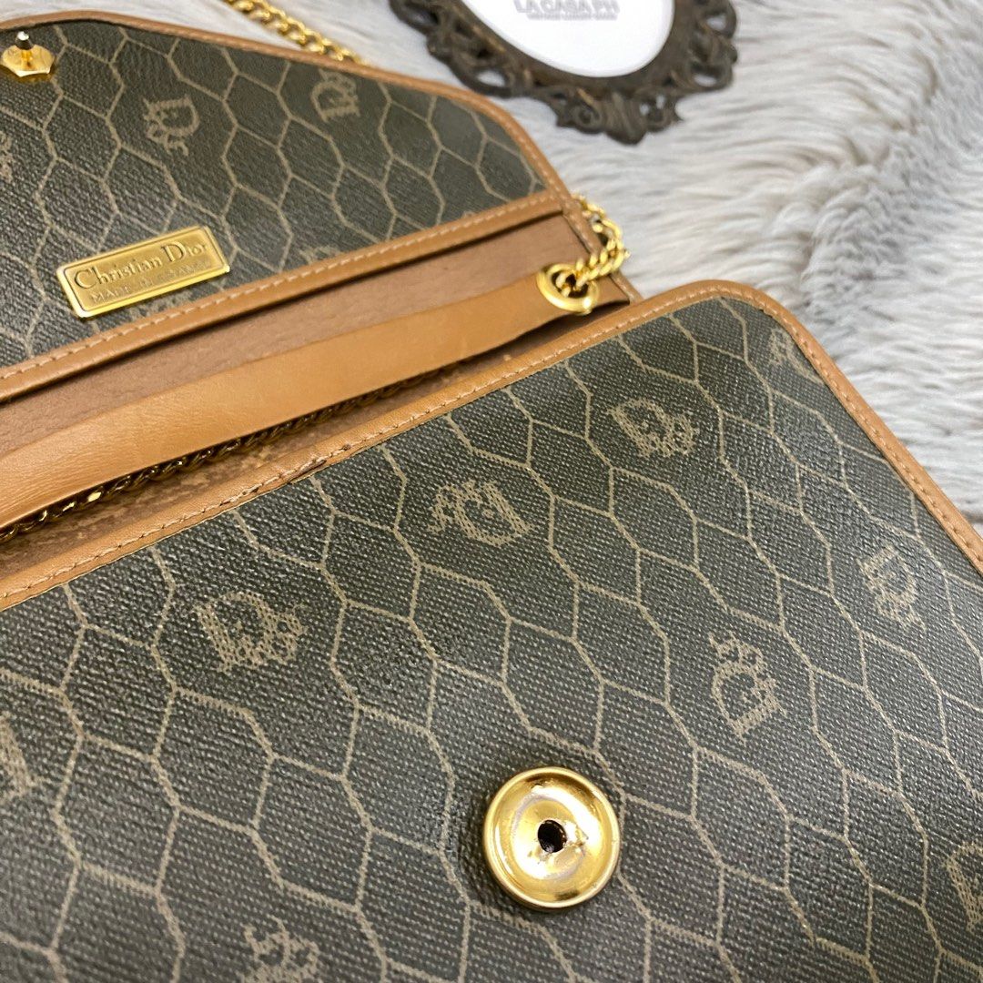 CHRISTIAN DIOR Vintage Honeycomb Chain Crossbody, Luxury, Bags ...