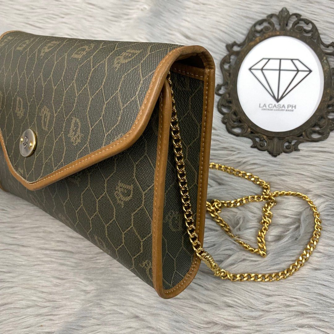 CHRISTIAN DIOR Vintage Honeycomb Chain Crossbody, Luxury, Bags ...