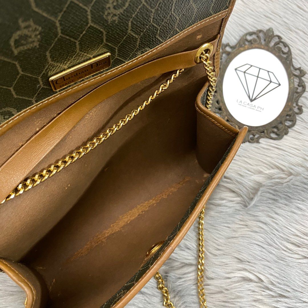 CHRISTIAN DIOR Vintage Honeycomb Chain Crossbody, Luxury, Bags ...