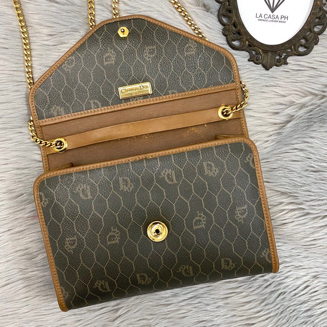 CHRISTIAN DIOR Vintage Honeycomb Chain Crossbody, Luxury, Bags ...