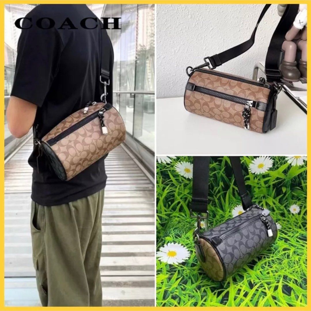 Coach Barrel Crossbody Bag in Signature Canvas, Men's Fashion, Bags ...