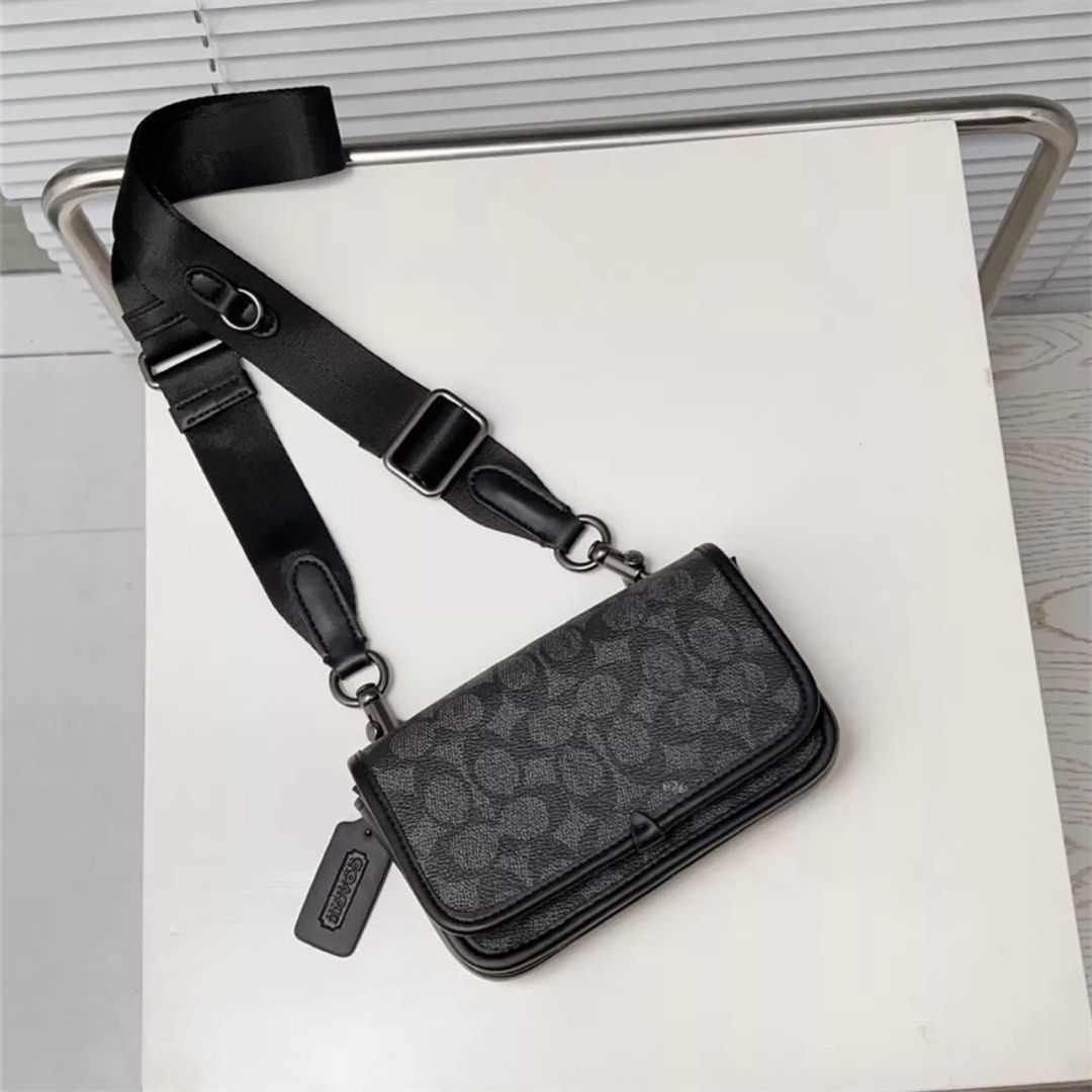 Coach Charter Crossbody Sling Bag in Signature Canvas, Men's Fashion ...
