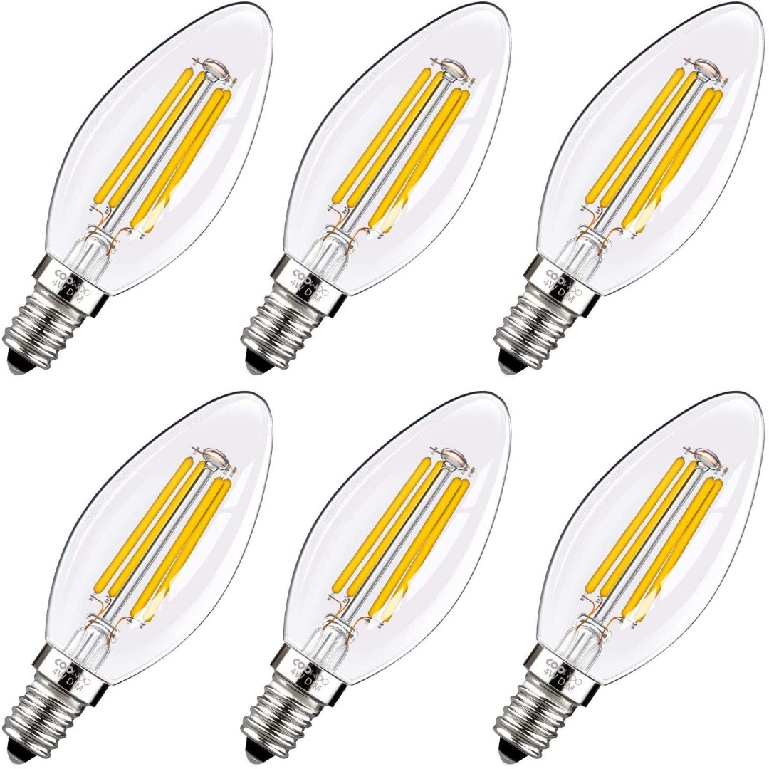 COOWOO E14 LED Candle Light Bulbs, 40W Equivalent Tungsten Halogen ...
