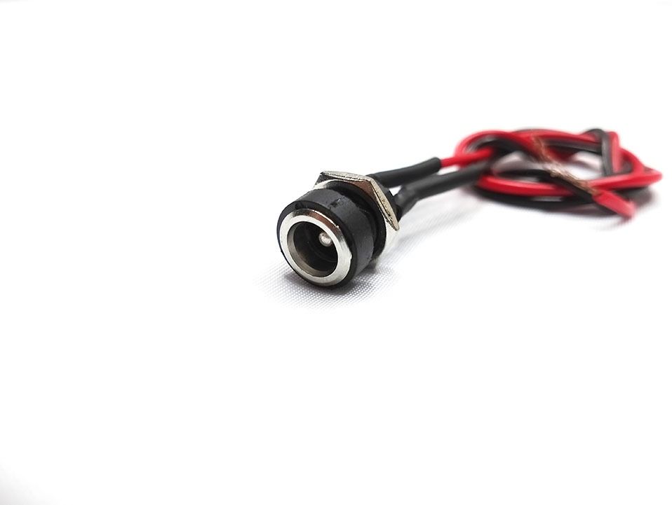 DC POWER SOCKET FEMALE, PANEL MOUNT CONNECTOR w/ HEX WASHER and WIRE ...