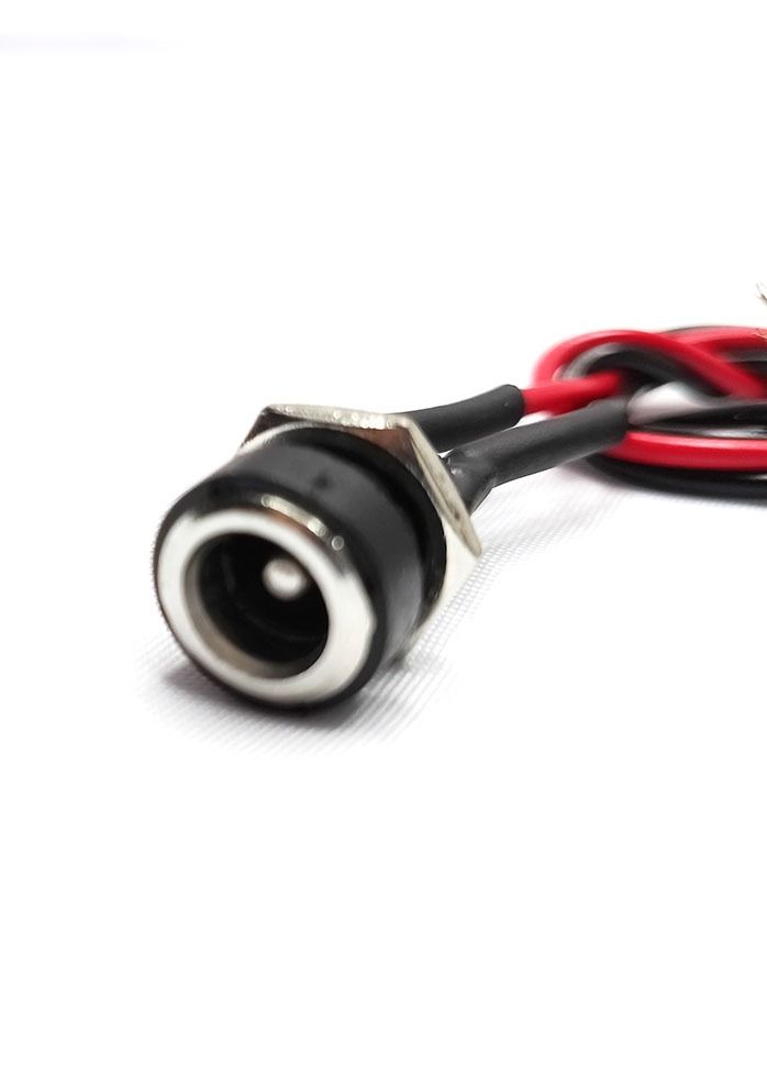DC POWER SOCKET FEMALE, PANEL MOUNT CONNECTOR w/ HEX WASHER and WIRE ...