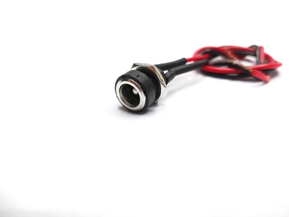 DC POWER SOCKET FEMALE, PANEL MOUNT CONNECTOR w/ HEX WASHER and WIRE ...