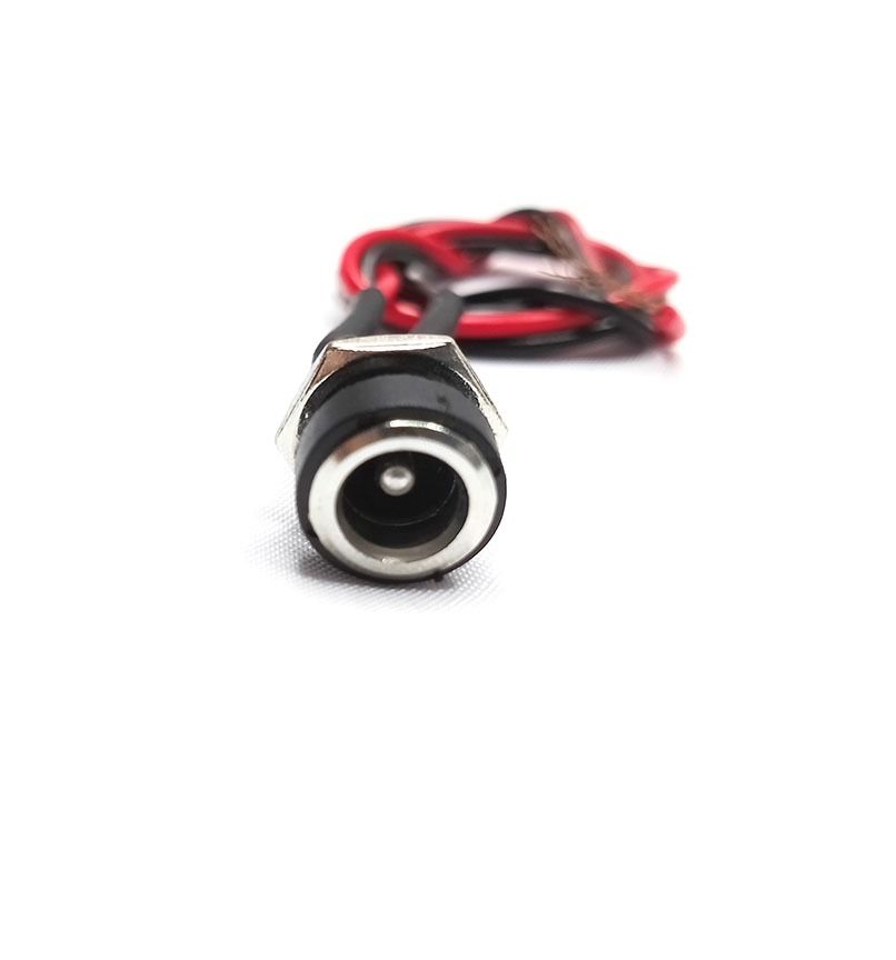 DC POWER SOCKET FEMALE, PANEL MOUNT CONNECTOR w/ HEX WASHER and WIRE ...