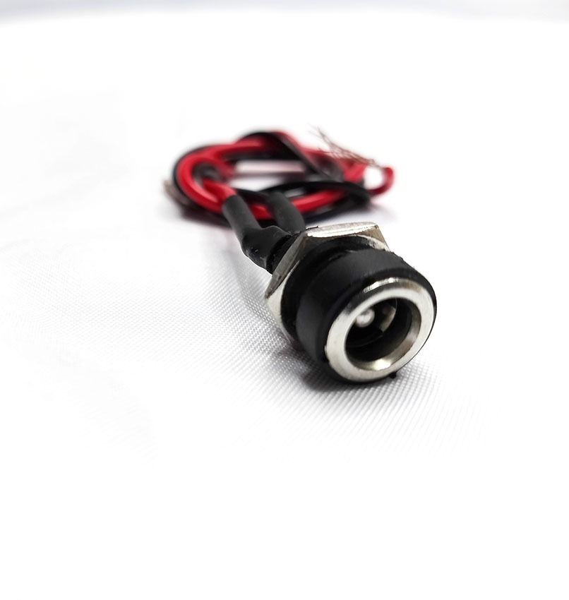 DC POWER SOCKET FEMALE, PANEL MOUNT CONNECTOR w/ HEX WASHER and WIRE ...