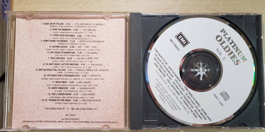EMI Platinum Oldies Vol.II CD 東芝版 MADE IN JAPAN 過萬張碟 電影 演唱會 聽歌 CD VCD DVD BLU-RAY LD 任你揀!, 興趣及遊戲 ...