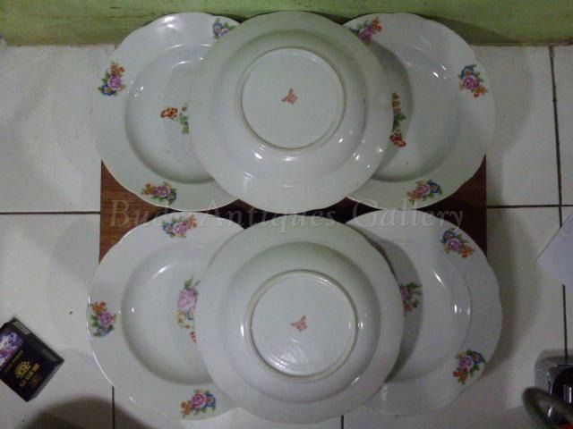 Enam Piring Makan Merk `SHM ` Era `60 an Motif Bunga Mawar (Set PMK 9JJ ...