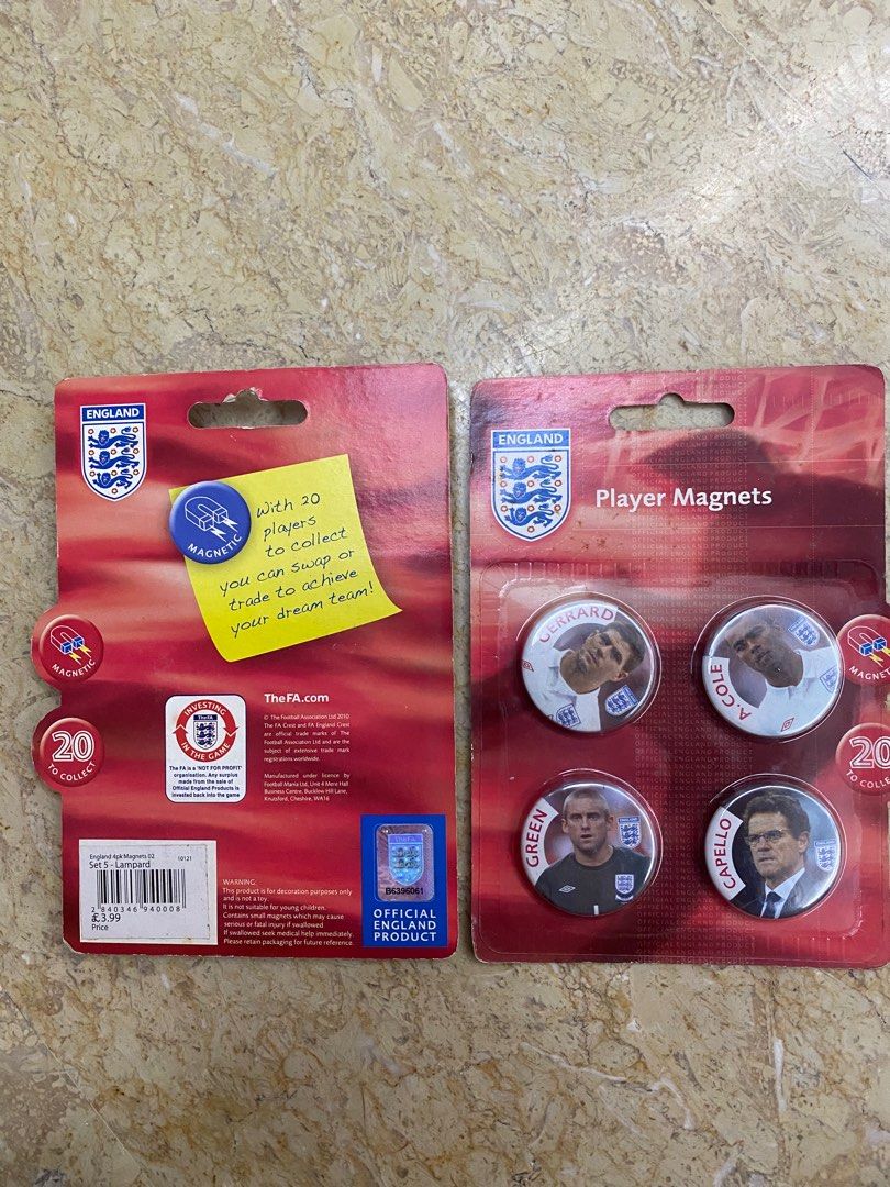 England team magnets, Hobbies & Toys, Toys & Games on Carousell