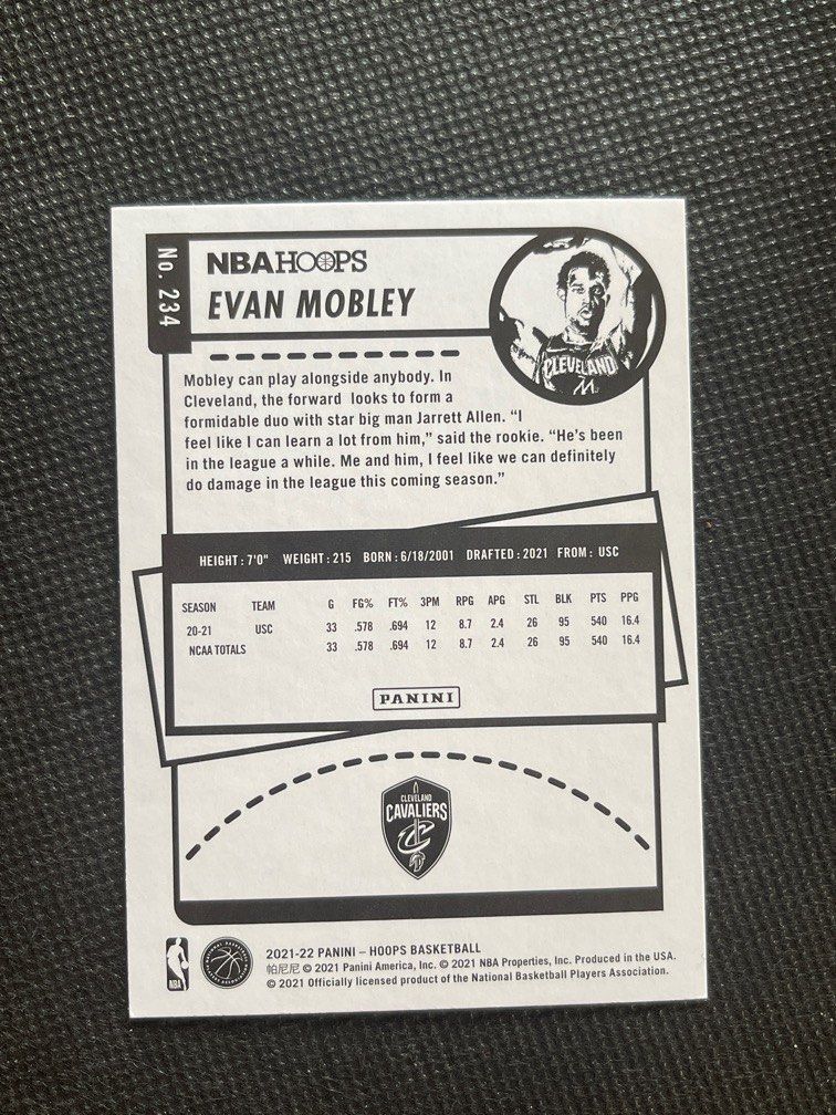 Evan Mobley 2021-22 Hoops RC, Hobbies & Toys, Toys & Games on Carousell