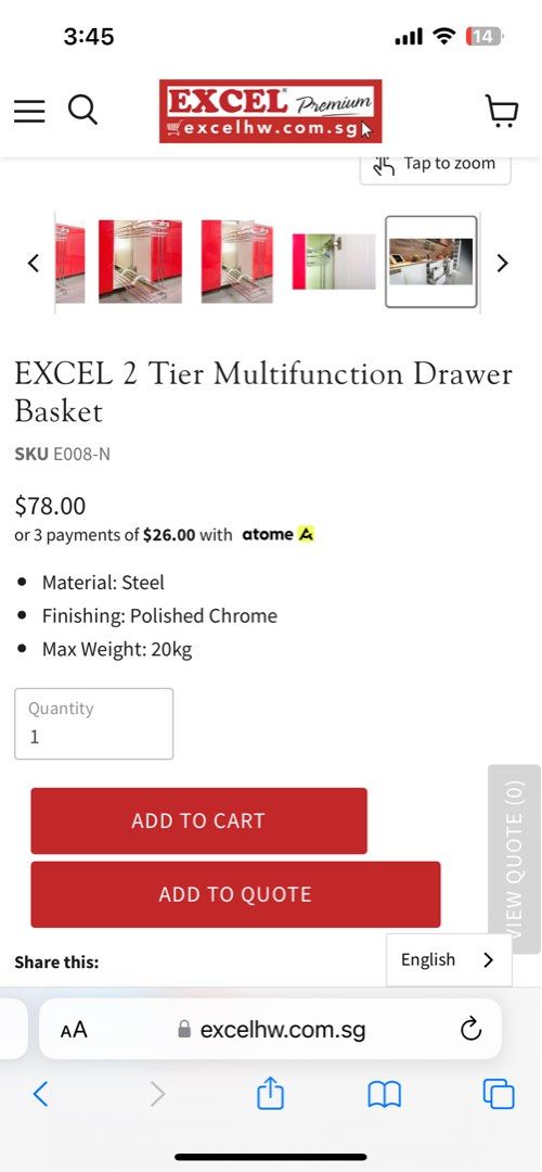EXCEL premium 2 tier multifunction drawer basket, Furniture & Home ...