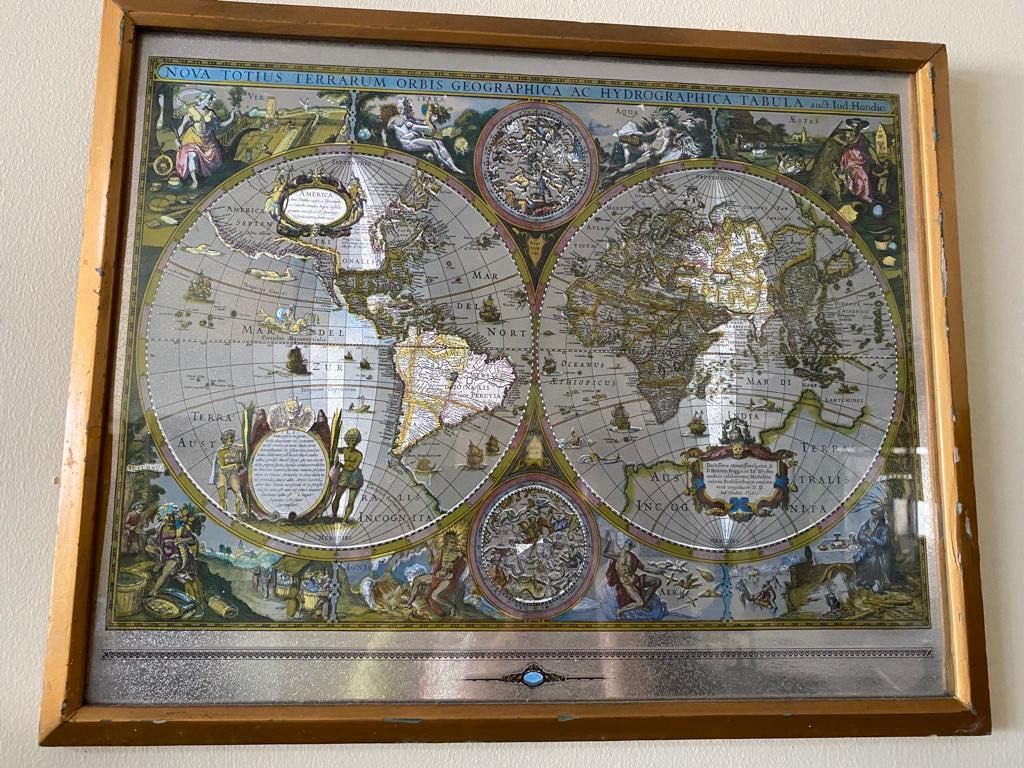 Framed Antique World Map, Furniture & Home Living, Home Decor, Frames ...