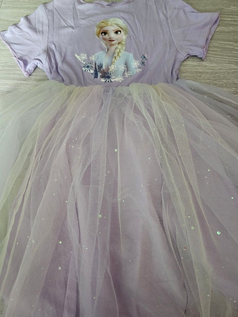 Frozen Elsa lilac glittery dress, Babies & Kids, Babies & Kids Fashion ...