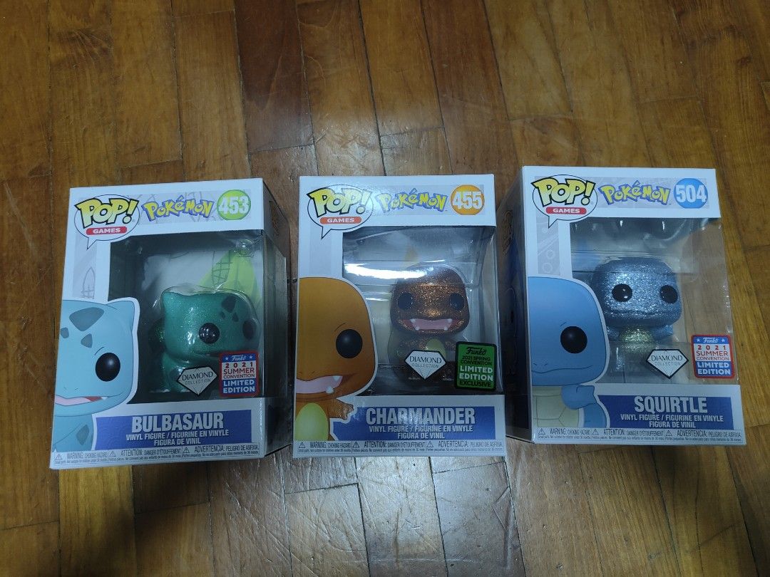 Funko Pop Pokemon diamond Gen 1 starters convention exclusive, Hobbies ...