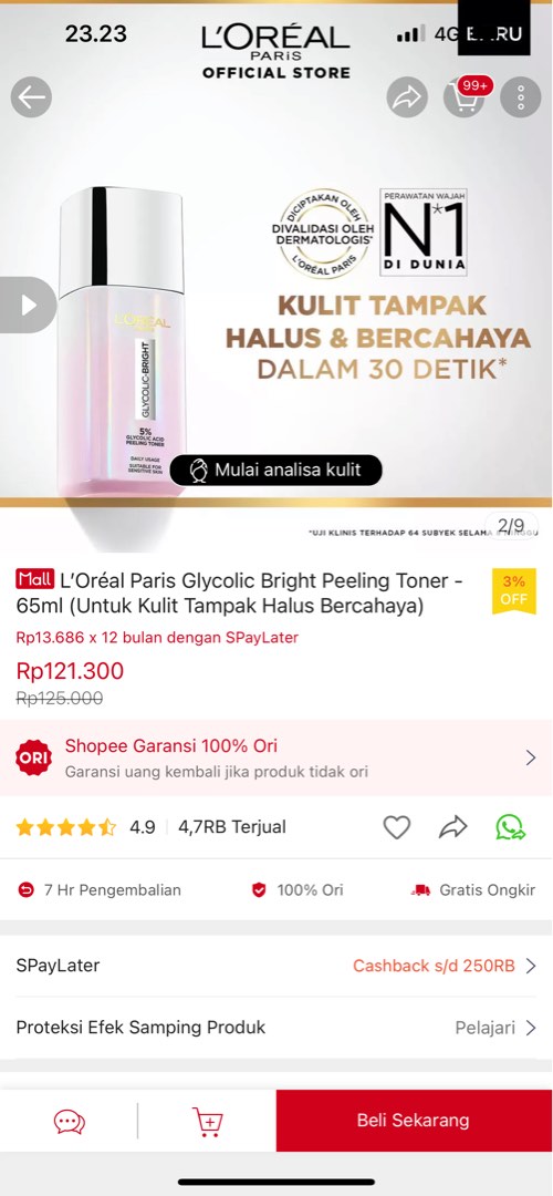 Glycolic bright toner L’oreal, Kesehatan & Kecantikan, Rias Wajah di ...