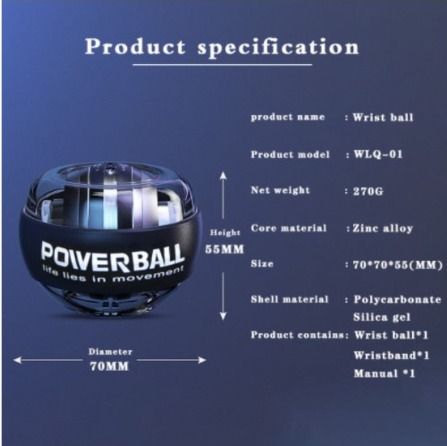 Gyro Ball Gyroscope LED Wrist Ball Power Gym Training Exercise Tool ...