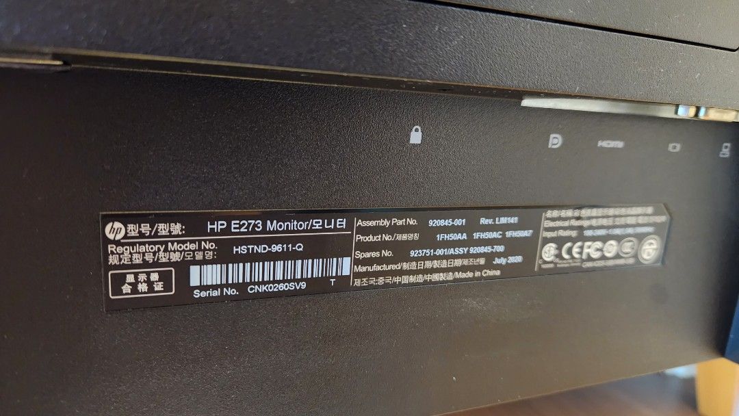 HP e273 Monitor, Computers & Tech, Parts & Accessories, Monitor Screens ...