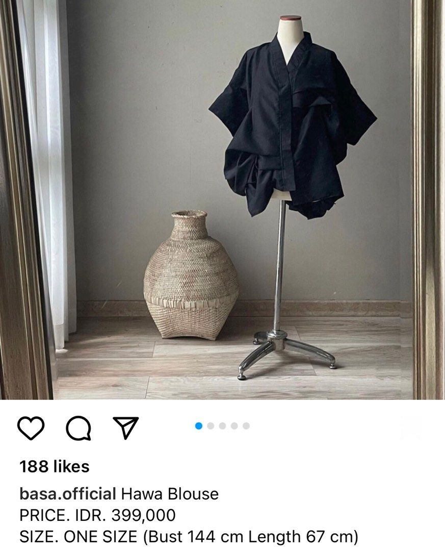 HRG NETT oversize drape black blouse top atasan blus cotton hitam pesta party work kerja ...