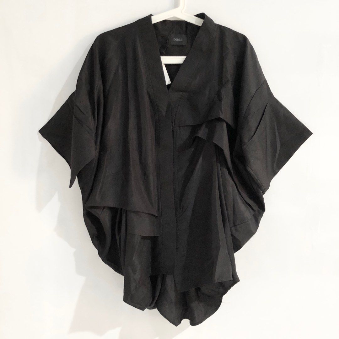 HRG NETT oversize drape black blouse top atasan blus cotton hitam pesta party work kerja ...