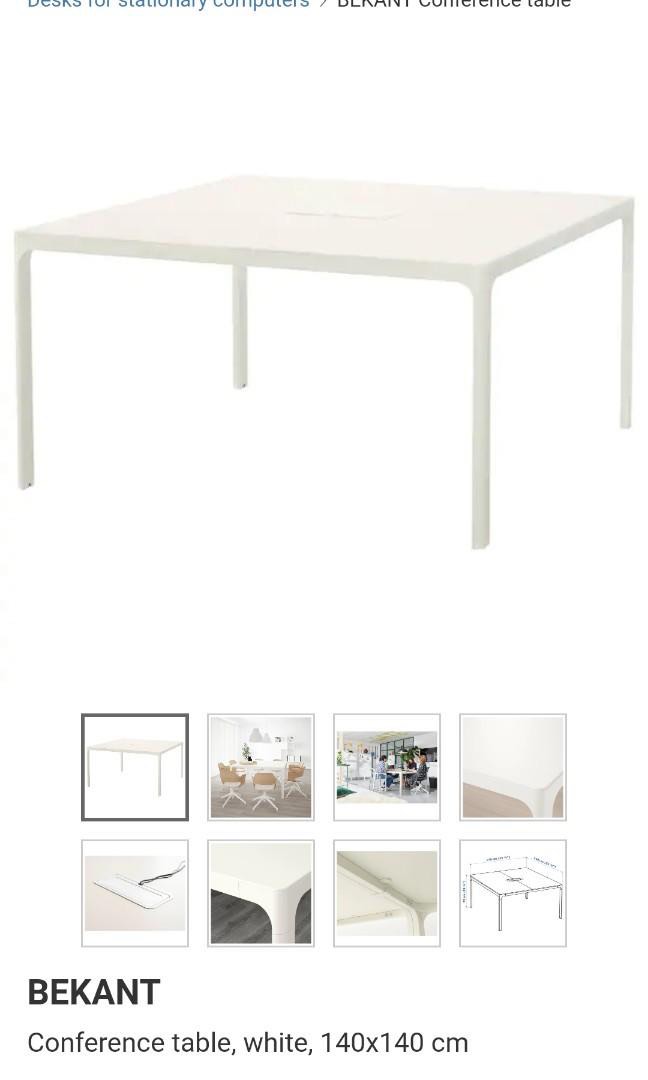 IKEA BEKANT Conference Table 140cm by 140cm, Furniture & Home Living ...