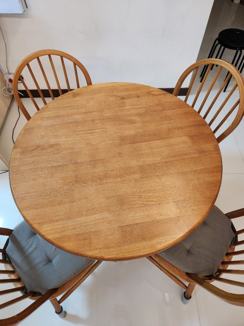 IKEA Round Dining Table with Chairs, Furniture & Home Living, Furniture ...
