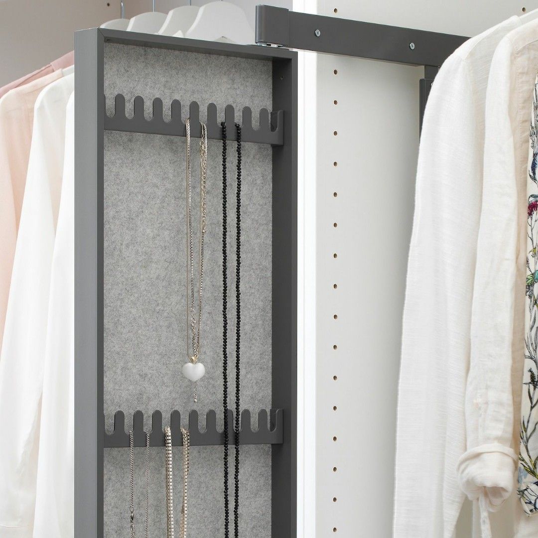 IKEA wardrobe pull out mirror with hooks - Grey Metal, BNIB, Furniture ...