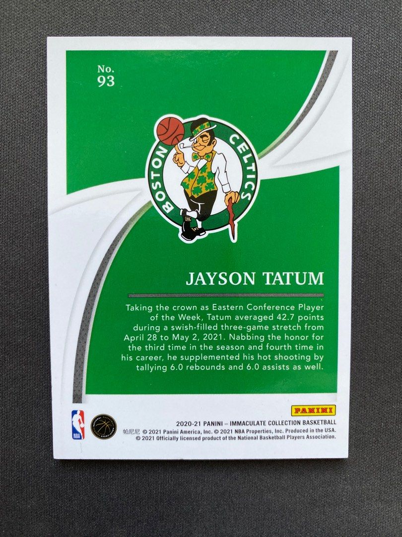 Jayson Tatum 2020-21 Panini Immaculate Collection Gold 9/10, Hobbies ...