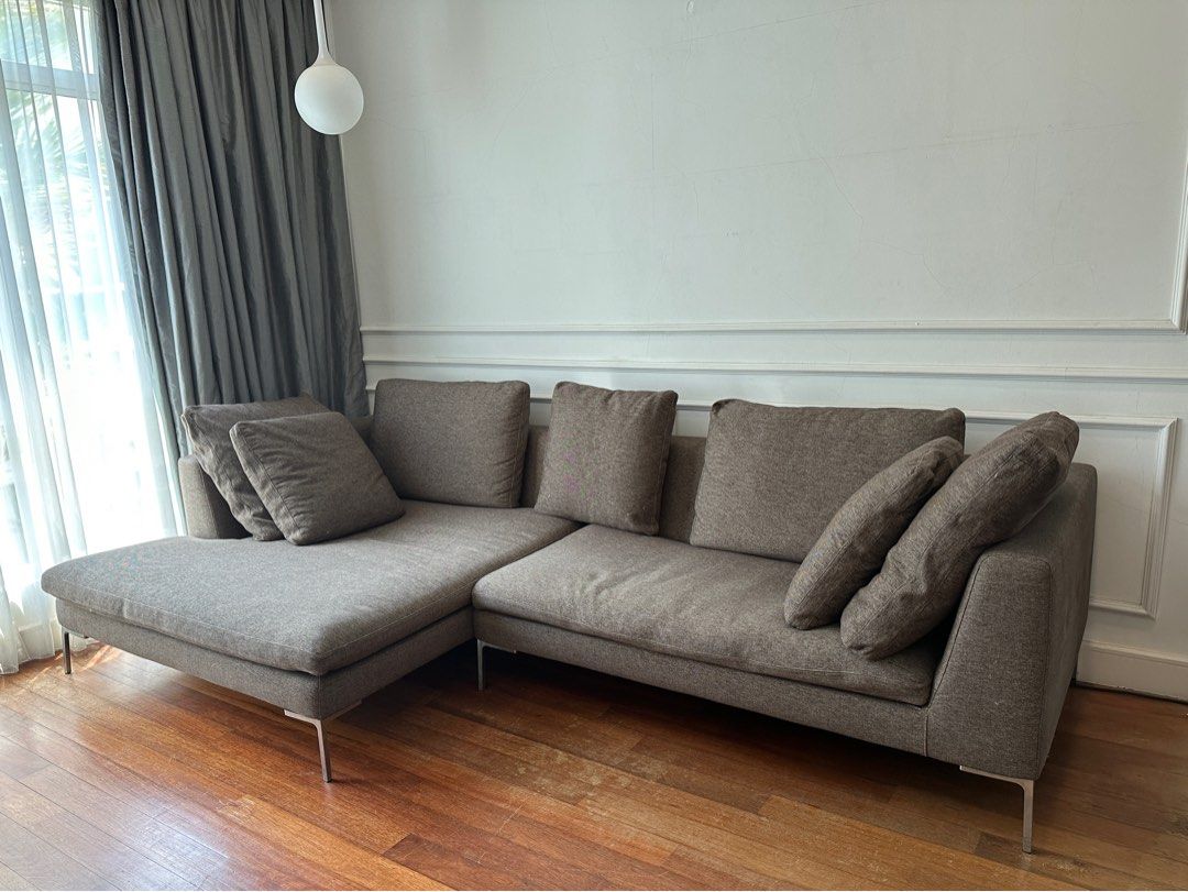 L shape Modern Italian Sofa , 3m x 1.6m x 0.7m cushions down feather ...