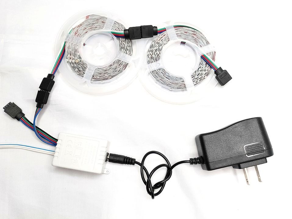 LED STRIP LIGHT RGB DC 12V, 2835 54 LEDs WATERPROOF, 24-KEY IR CONTROL ...