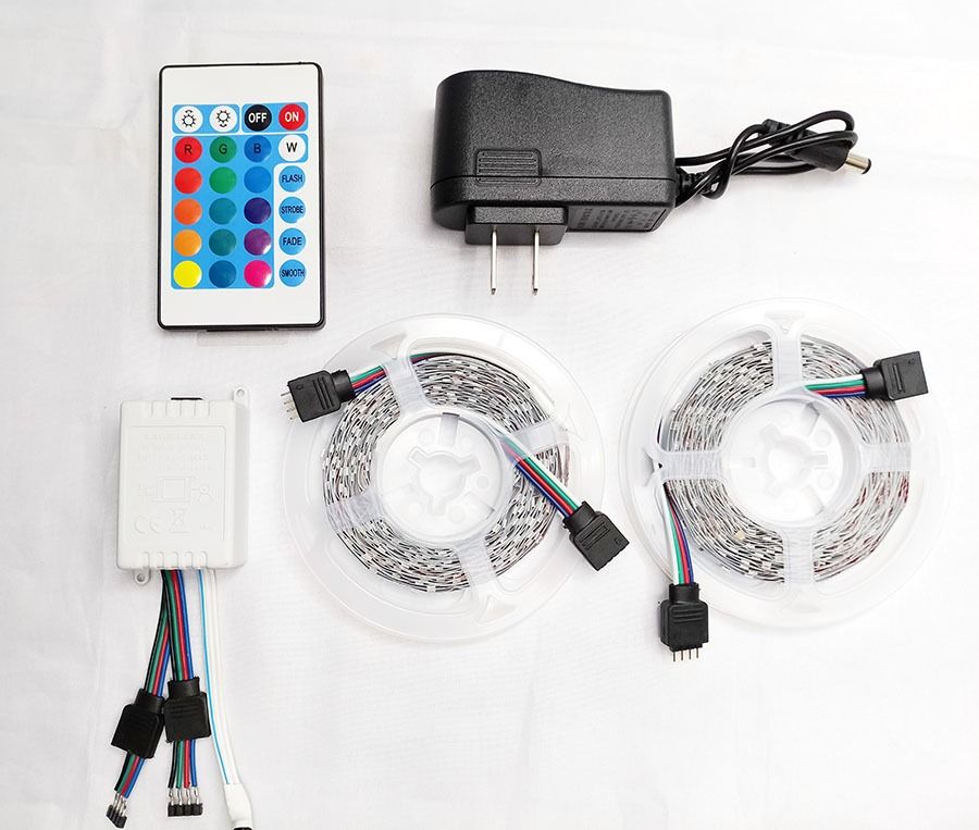 LED STRIP LIGHT RGB DC 12V, 2835 54 LEDs WATERPROOF, 24-KEY IR CONTROL ...