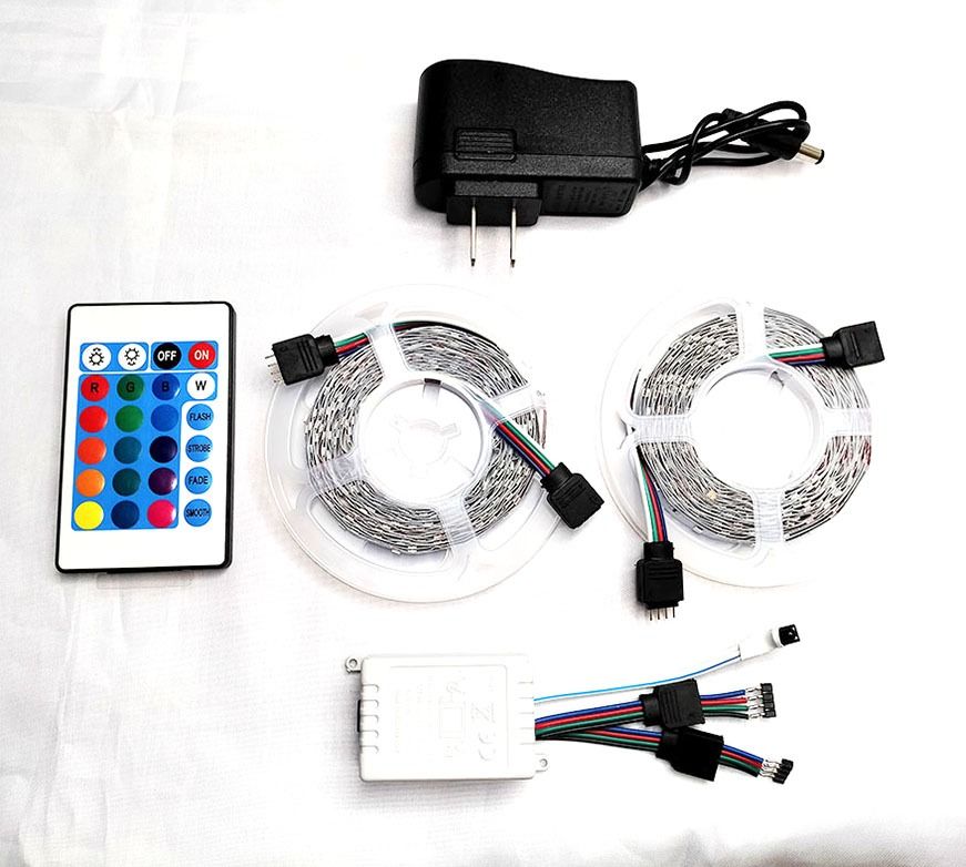 LED STRIP LIGHT RGB DC 12V, 2835 54 LEDs WATERPROOF, 24-KEY IR CONTROL ...