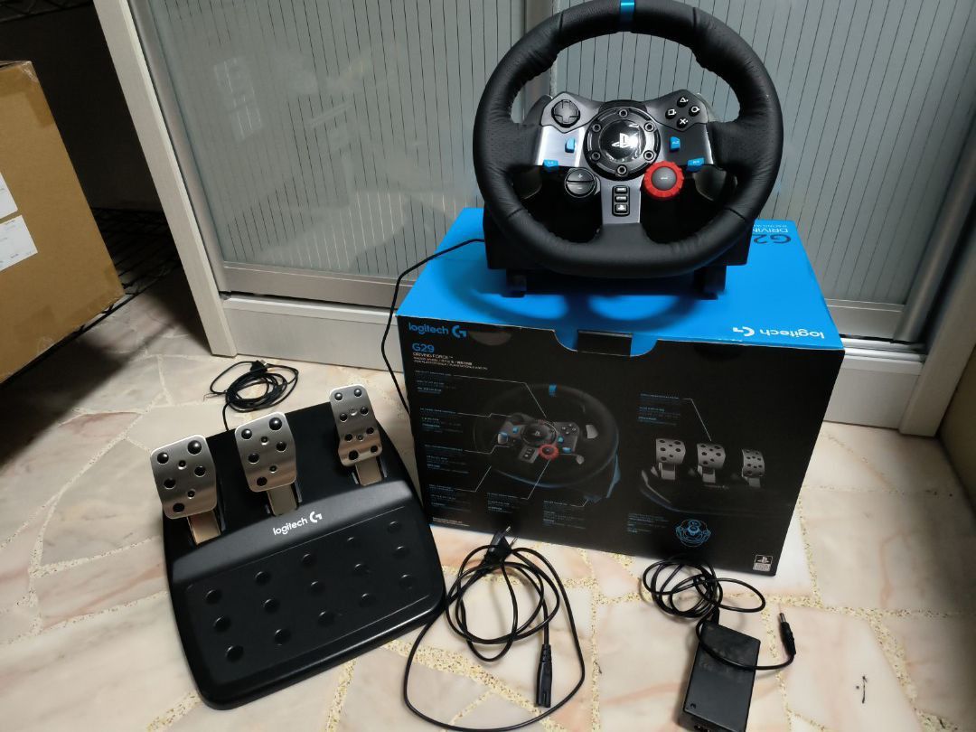 Logitech G29 Driving force Racing Wheel with box, Video Gaming, Gaming ...