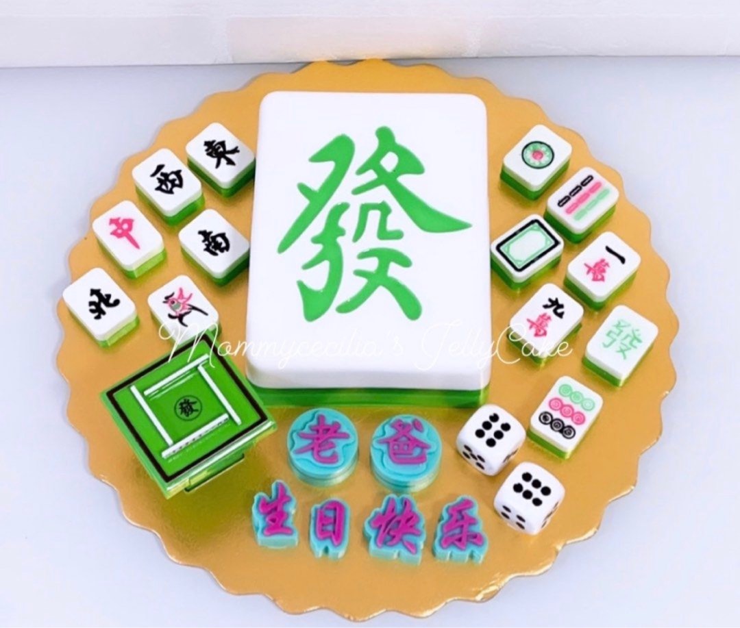 Mahjong theme JellyCake, Food & Drinks, Homemade Bakes on Carousell