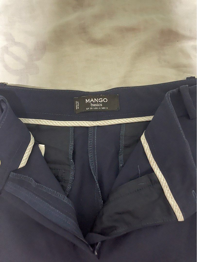 MANGO Basics Dark Blue Pants, Women's Fashion, Bottoms, Other Bottoms on Carousell