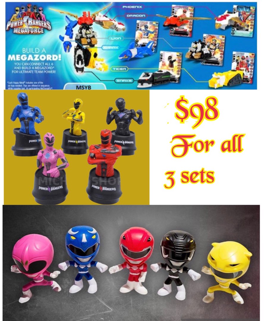 Mighty Morphin Power Rangers Burger King set of 5 ($50) POWER RANGERS ...