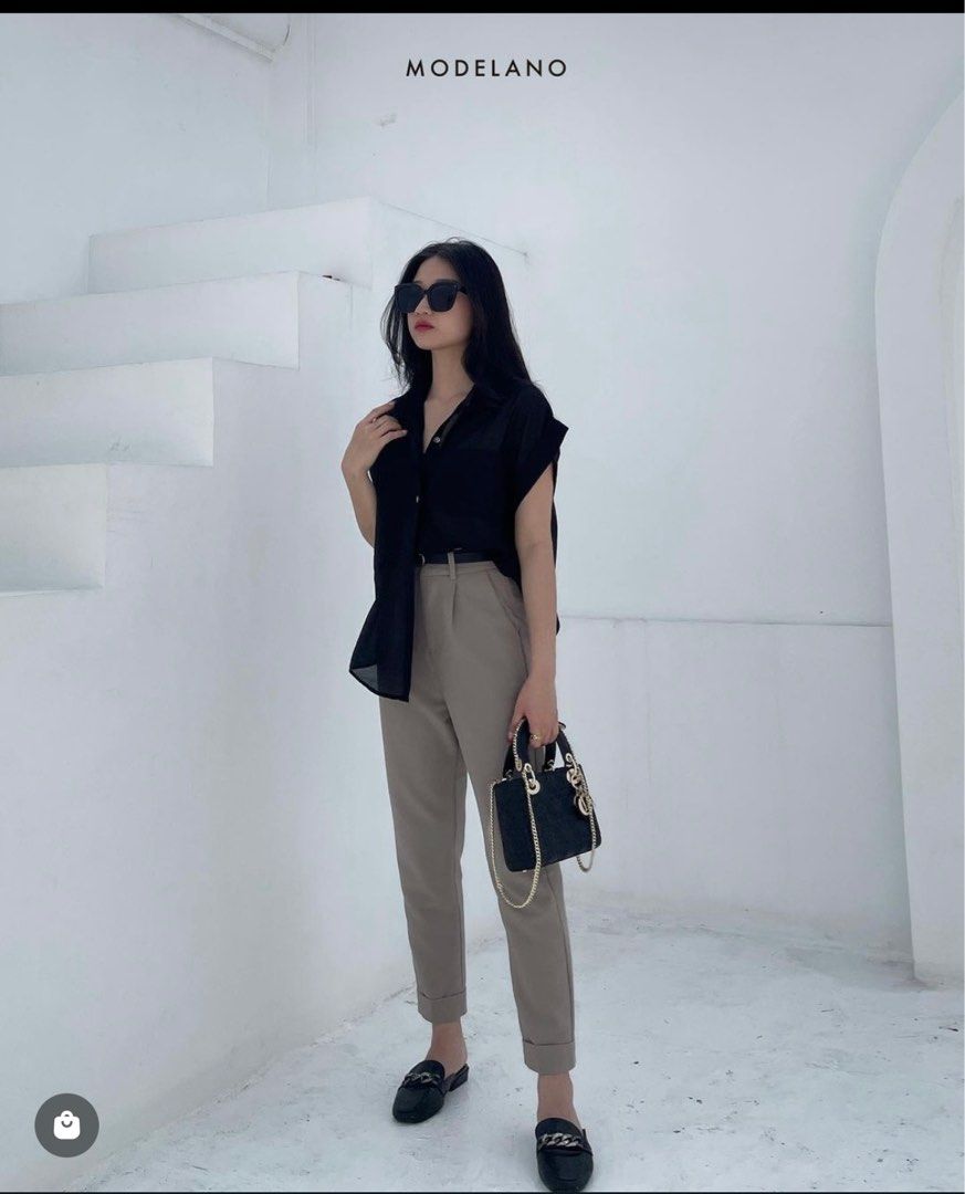 Modelano Rae HW Pants, Fesyen Wanita, Pakaian Wanita, Bawahan di Carousell