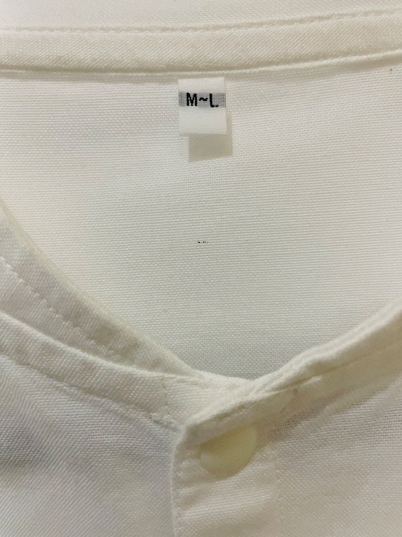 Muji White Chinese Collar Shirt on Carousell