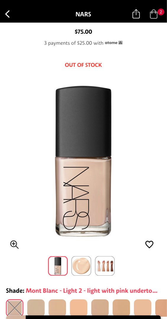 Nars Sheer Glow Foundation Mont Blanc Beauty And Personal Care Face